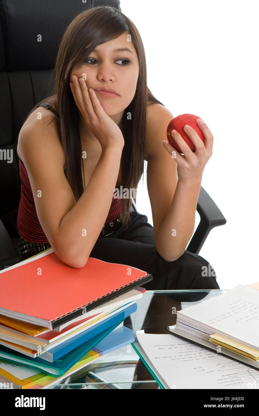 student learning with apple Stock Photo - Alamy