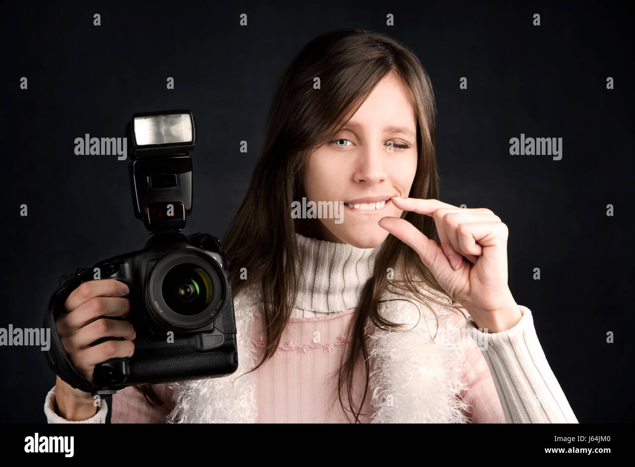 woman lady female photo camera photography picture image copy deduction ...