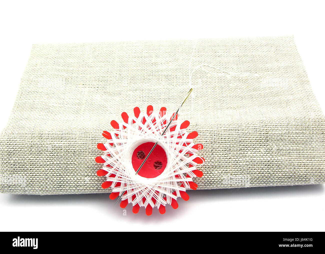 white twine needle on linen Stock Photo - Alamy