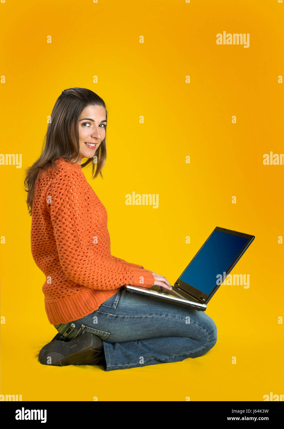 woman laptop notebook computers computer dapper accosting pretty ...