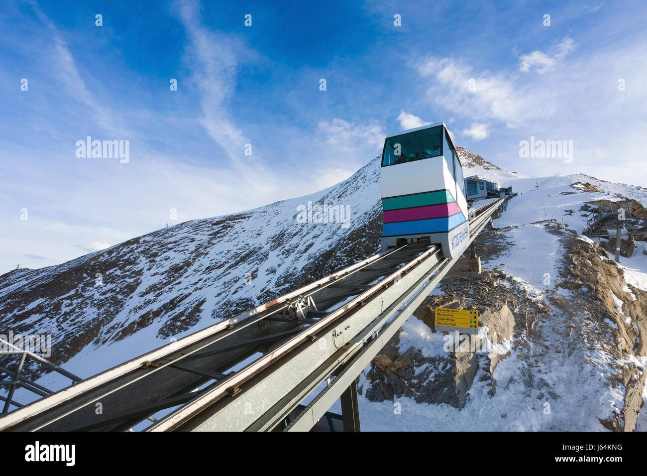 Funicular going to Kitzsteinhorn peak in austrian alps next to kaprun ...