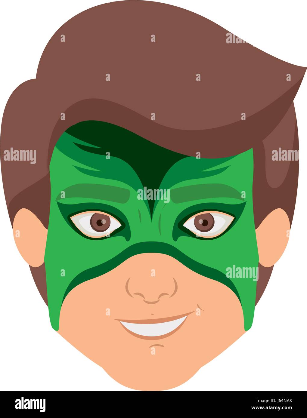 colorful silhouette with boy superhero with mask and without contour ...