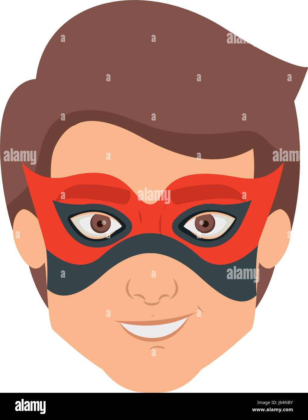 colorful silhouette with kid superhero with mask and without contour ...