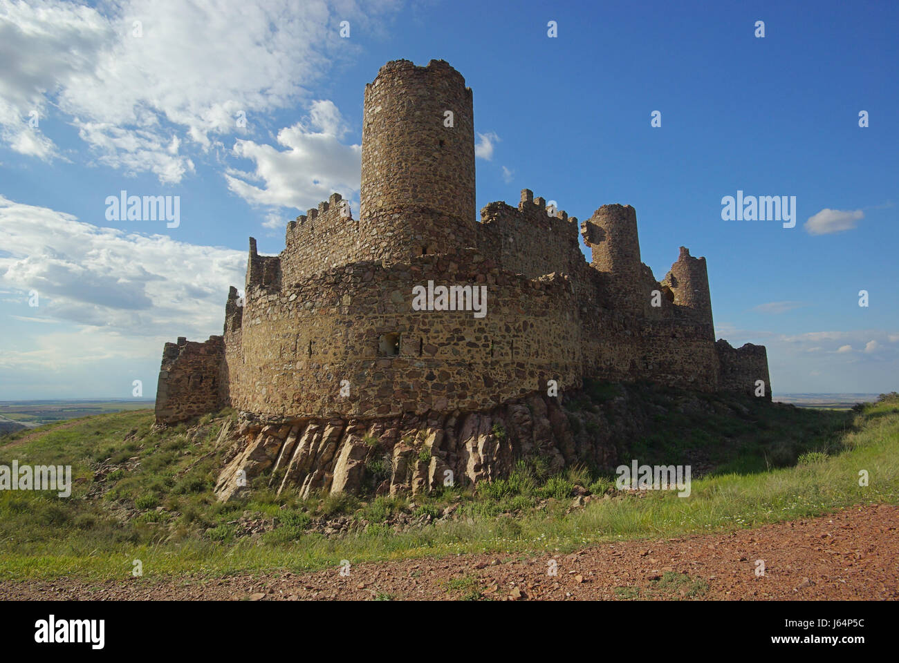 spain ruin chateau castle blue tower stone europe spain rock wall ruin ...