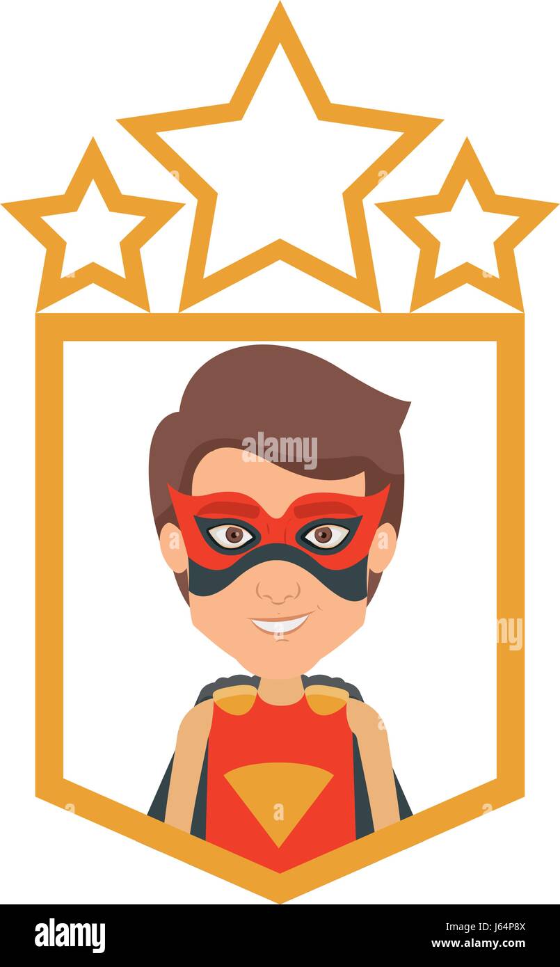 colorful silhouette with half body guy superhero in frame with golden ...