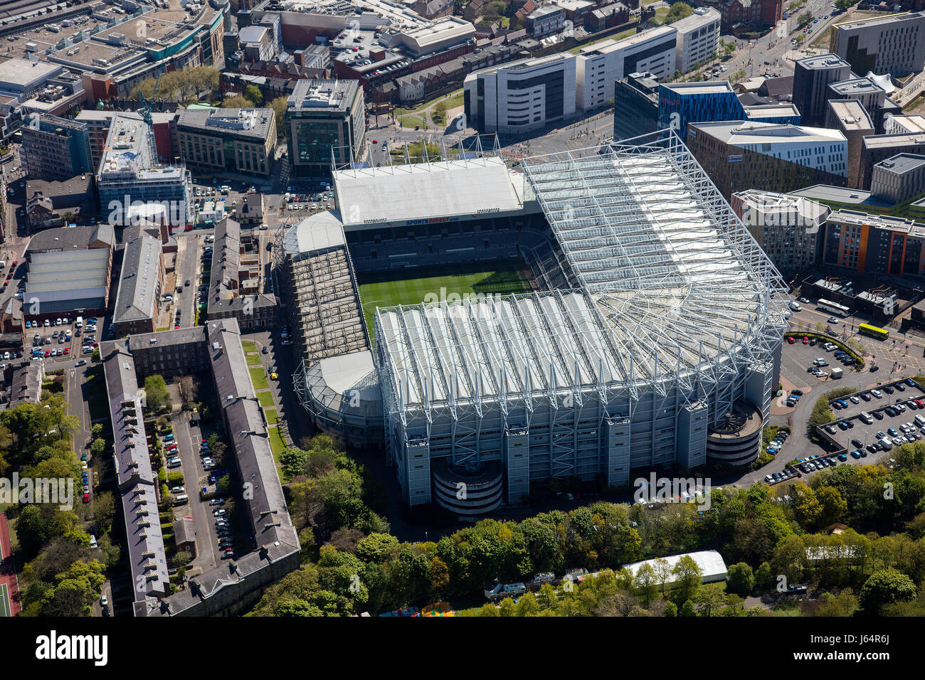 An aerial daytime view of St James' Park football stadium in Newcastle ...