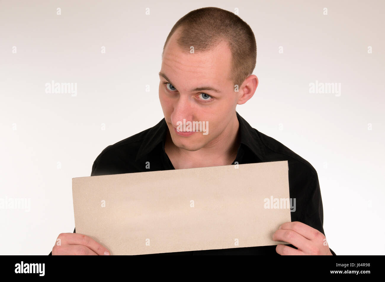 man with logo sign Stock Photo - Alamy