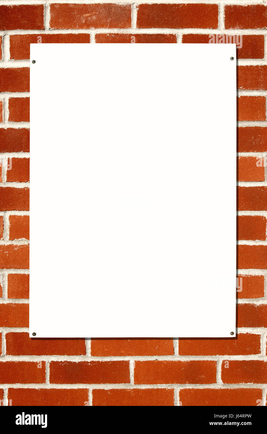blank european caucasian wall brick uninhabited sign white big large ...