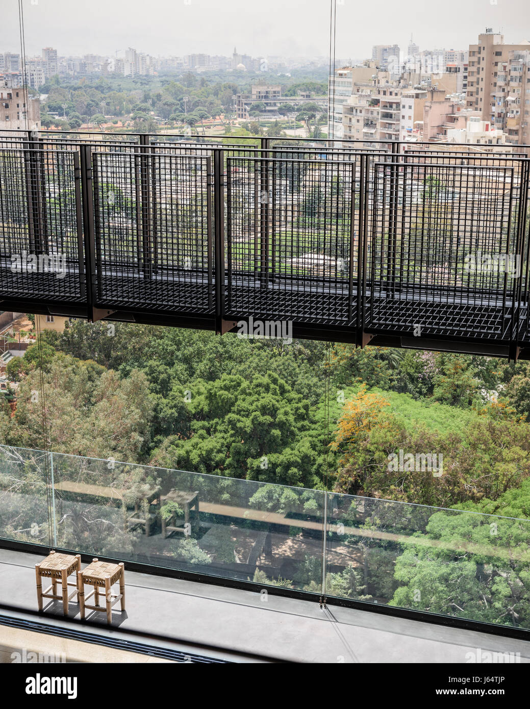 Viewing platform or bridge with spectacular views out across Beirut and ...