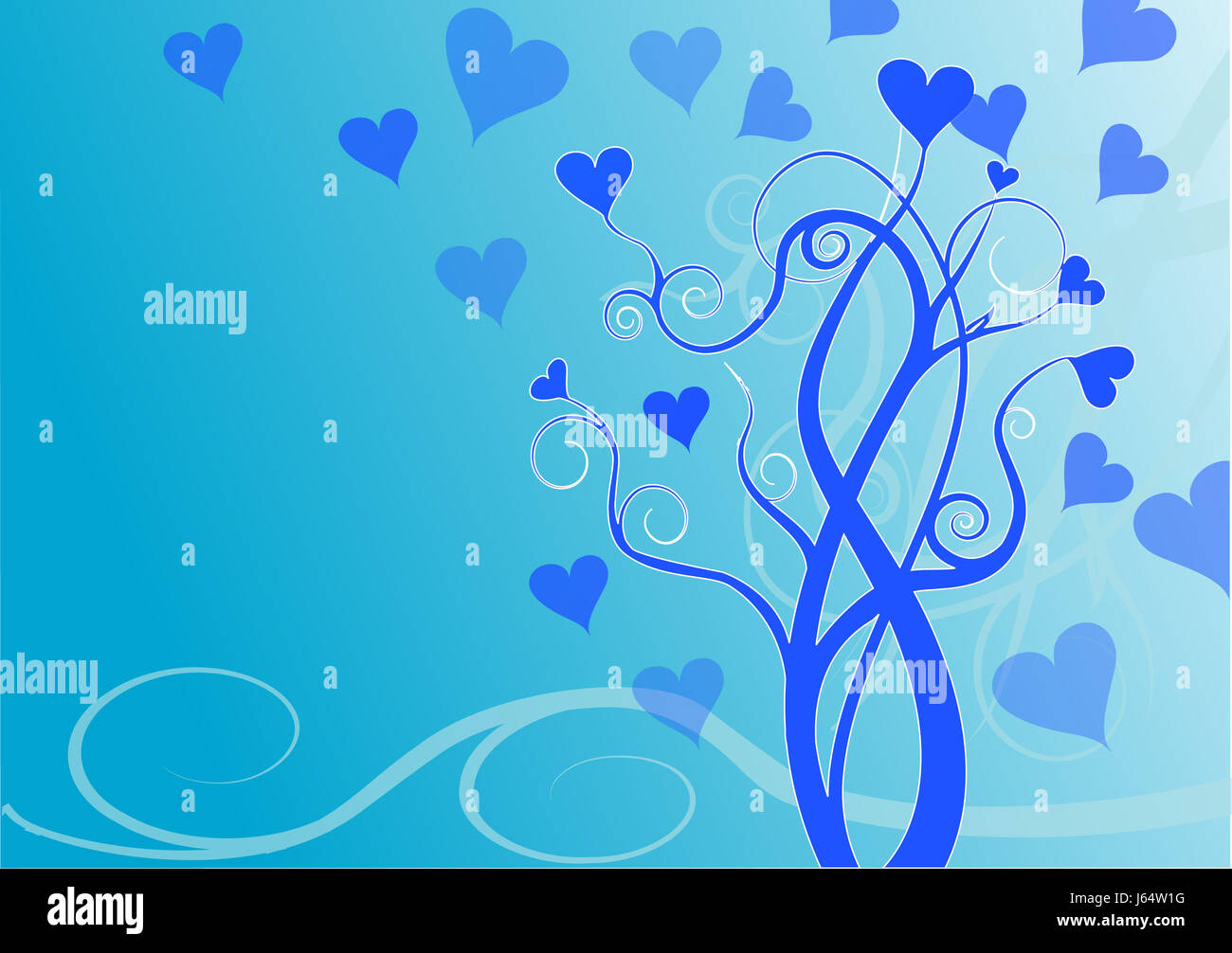 blue tree playful illustration love in love fell in love swirl heart ...