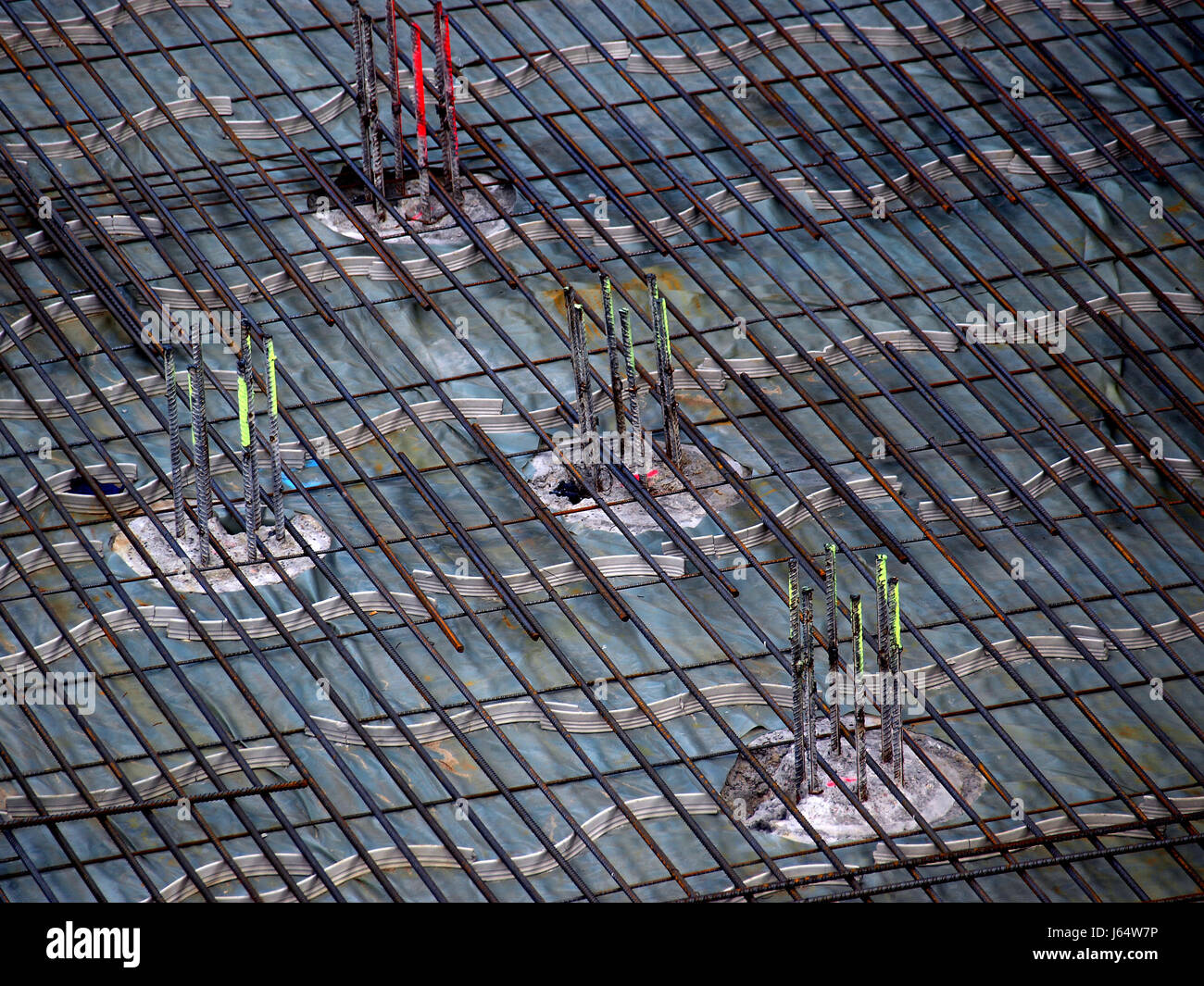 concrete constructional steel foundation base plate construction site ...