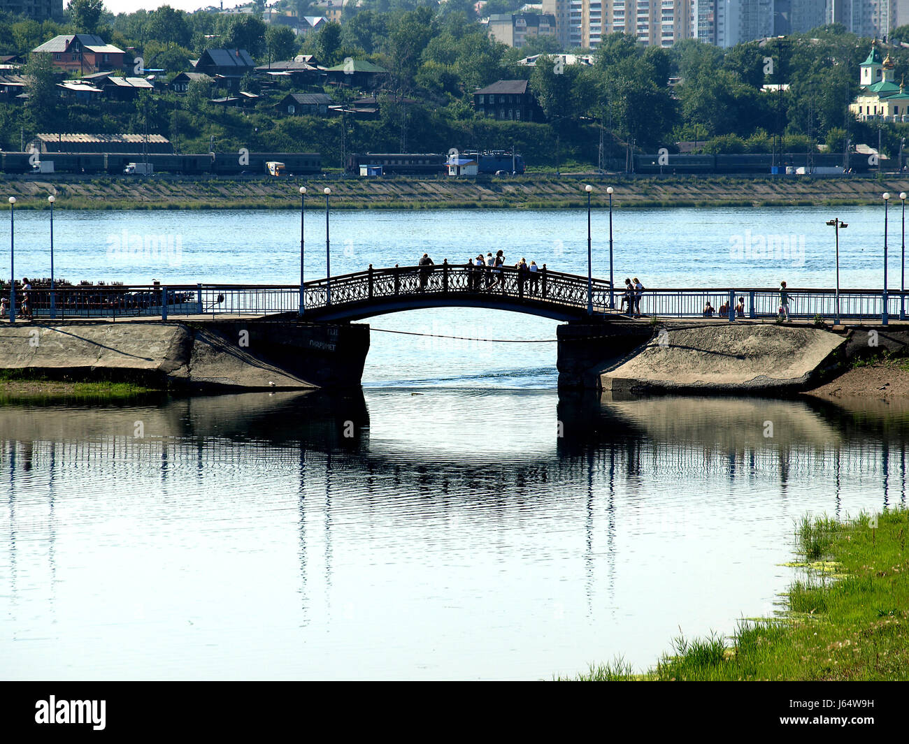 bridge siberia river water metropolis waters bridge siberia russia ...