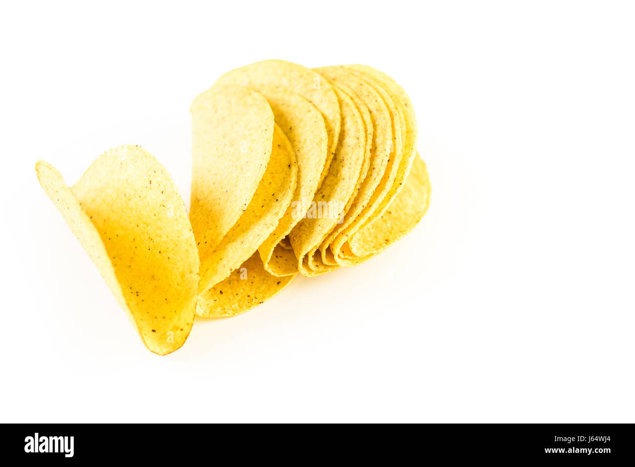 Yellow corn taco shells on a white background Stock Photo - Alamy