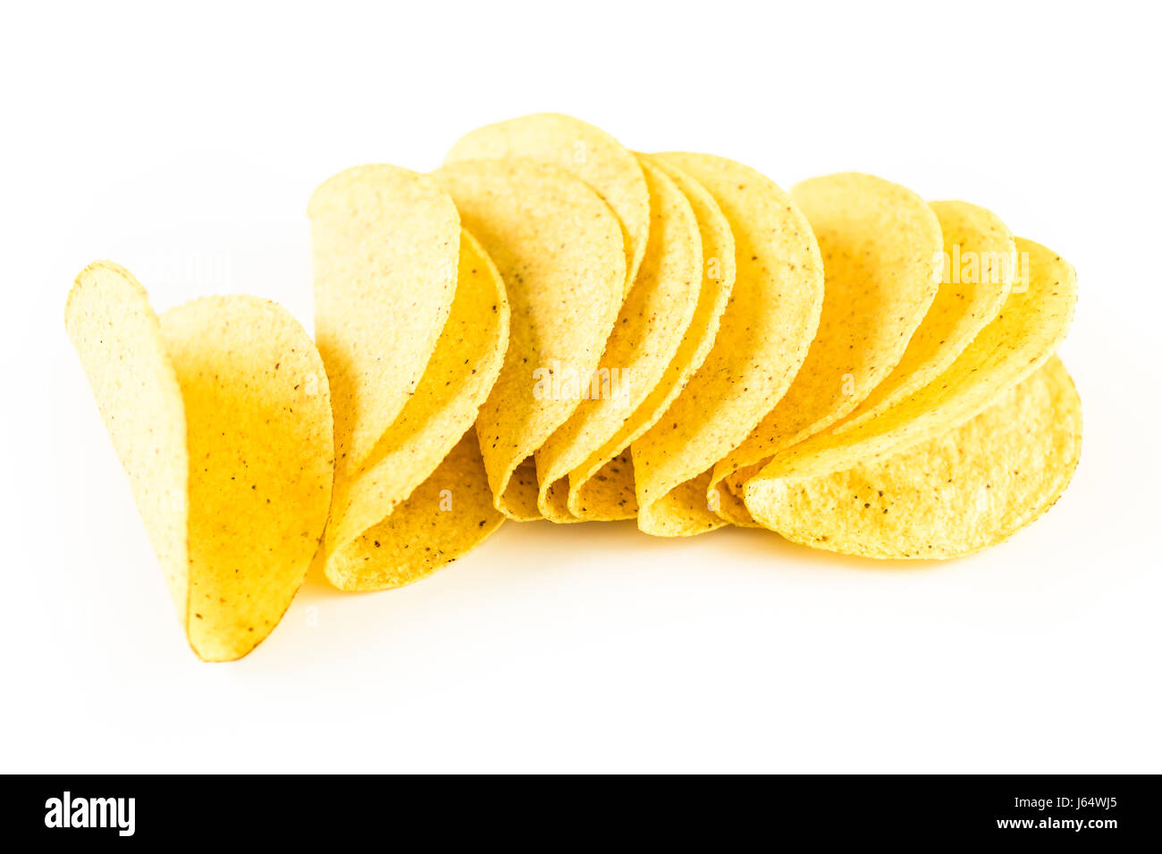 Yellow corn taco shells on a white background Stock Photo - Alamy