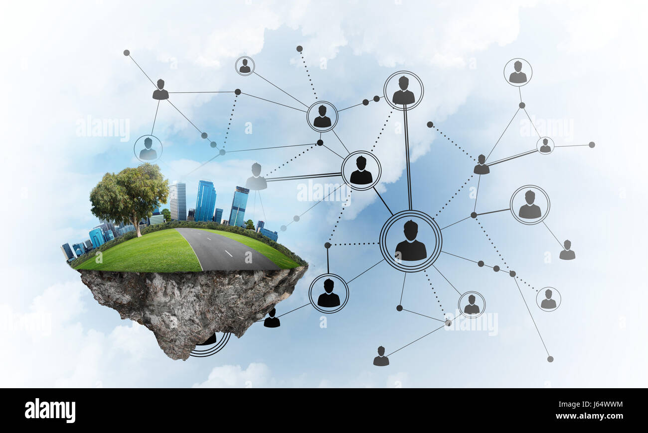 Concept of modern networking technologies and eco green construction ...