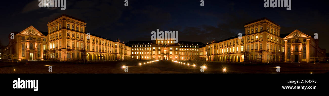 mannheim baroque castle at night Stock Photo - Alamy