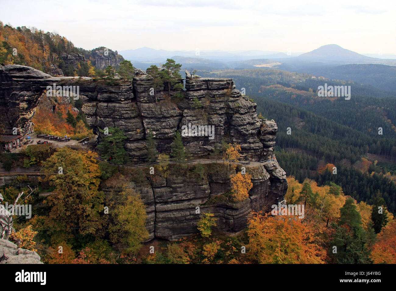 rock sandstone czechia bohemia monument tree trees stone pine cloud ...