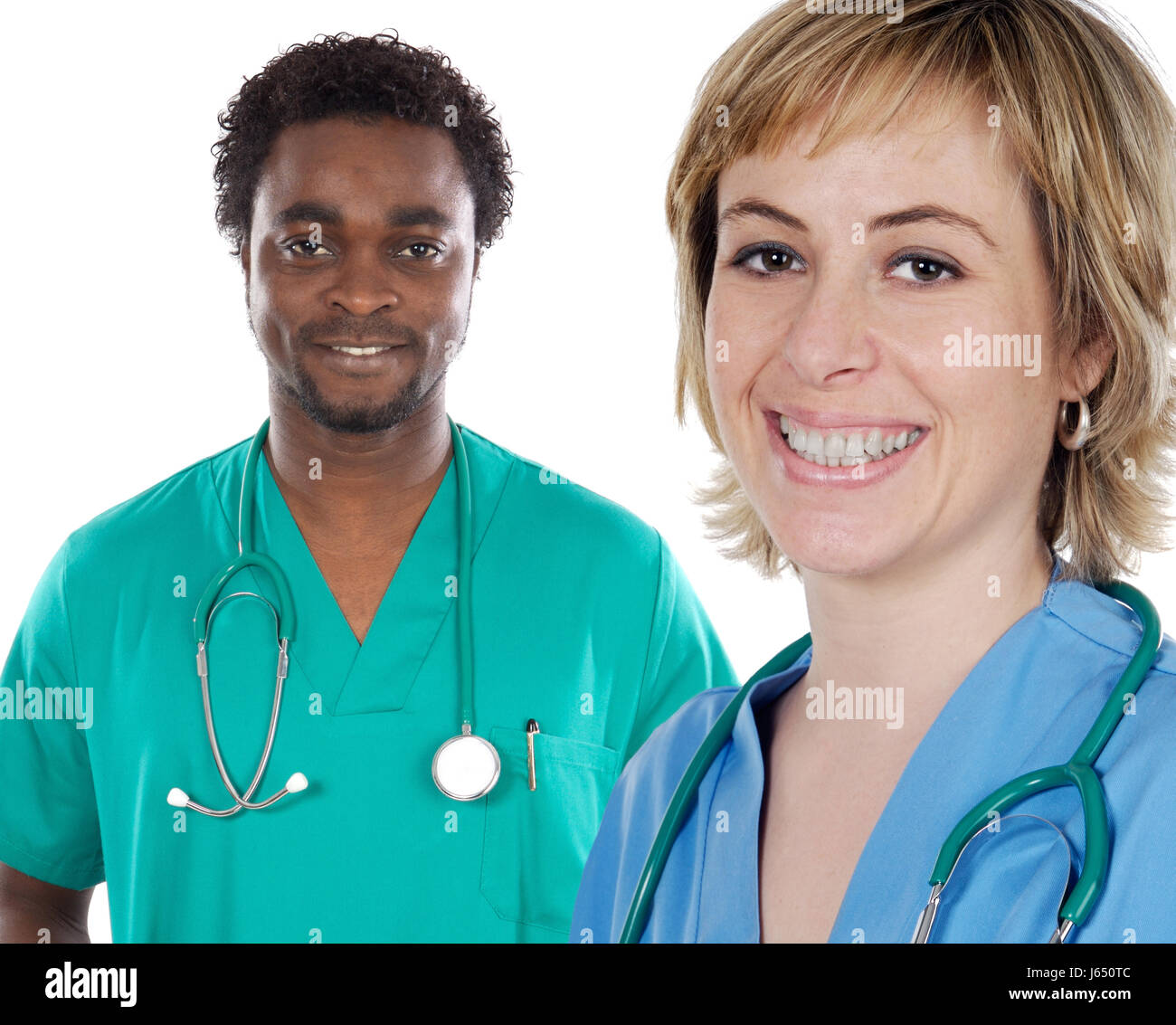 doctor physician medic medical practicioner young younger couple pair ...