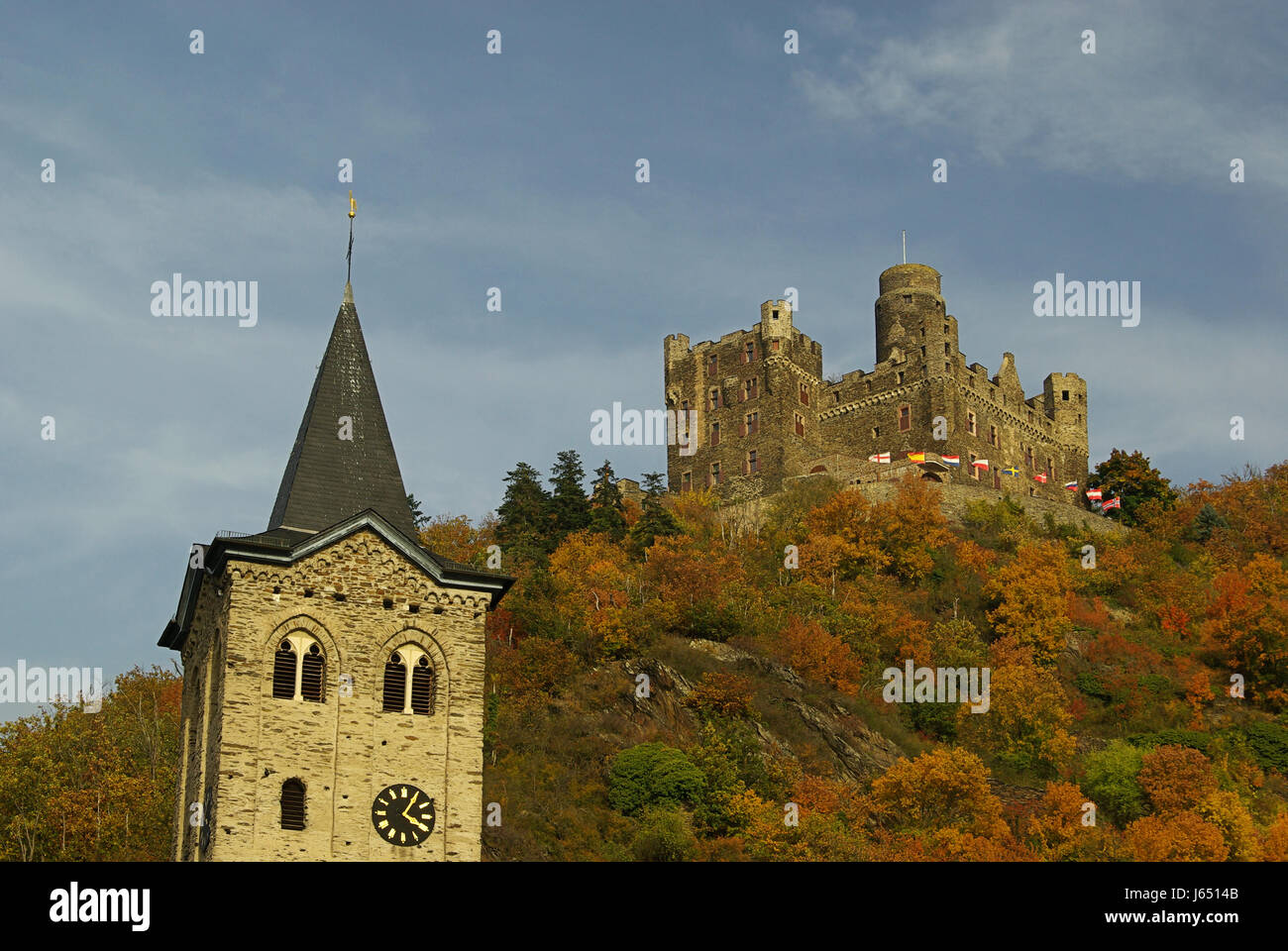 rhine rhineland chateau castle tower historical story hill green rhine ...