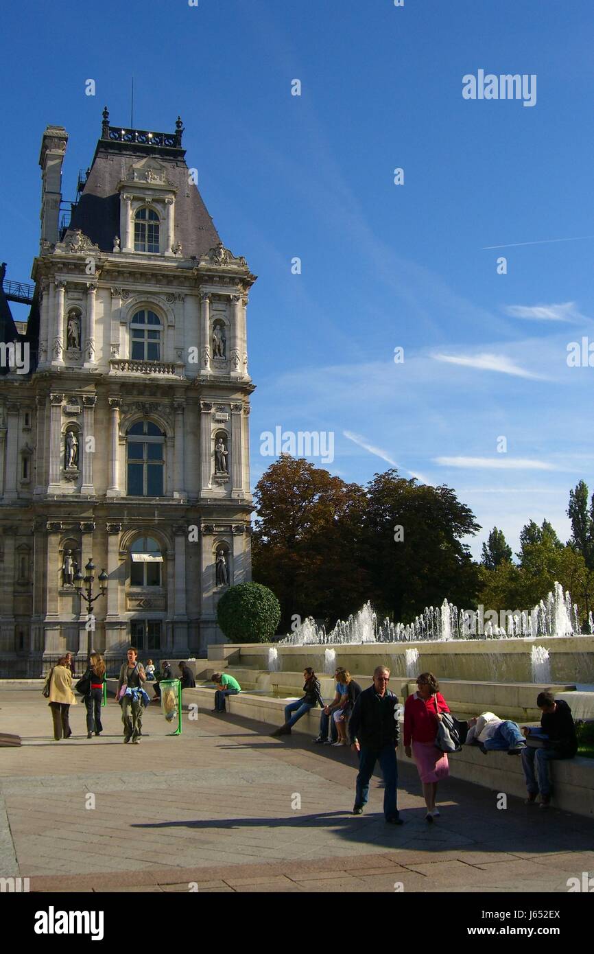 metropolis tourism paris france town hall capital fountain building ...