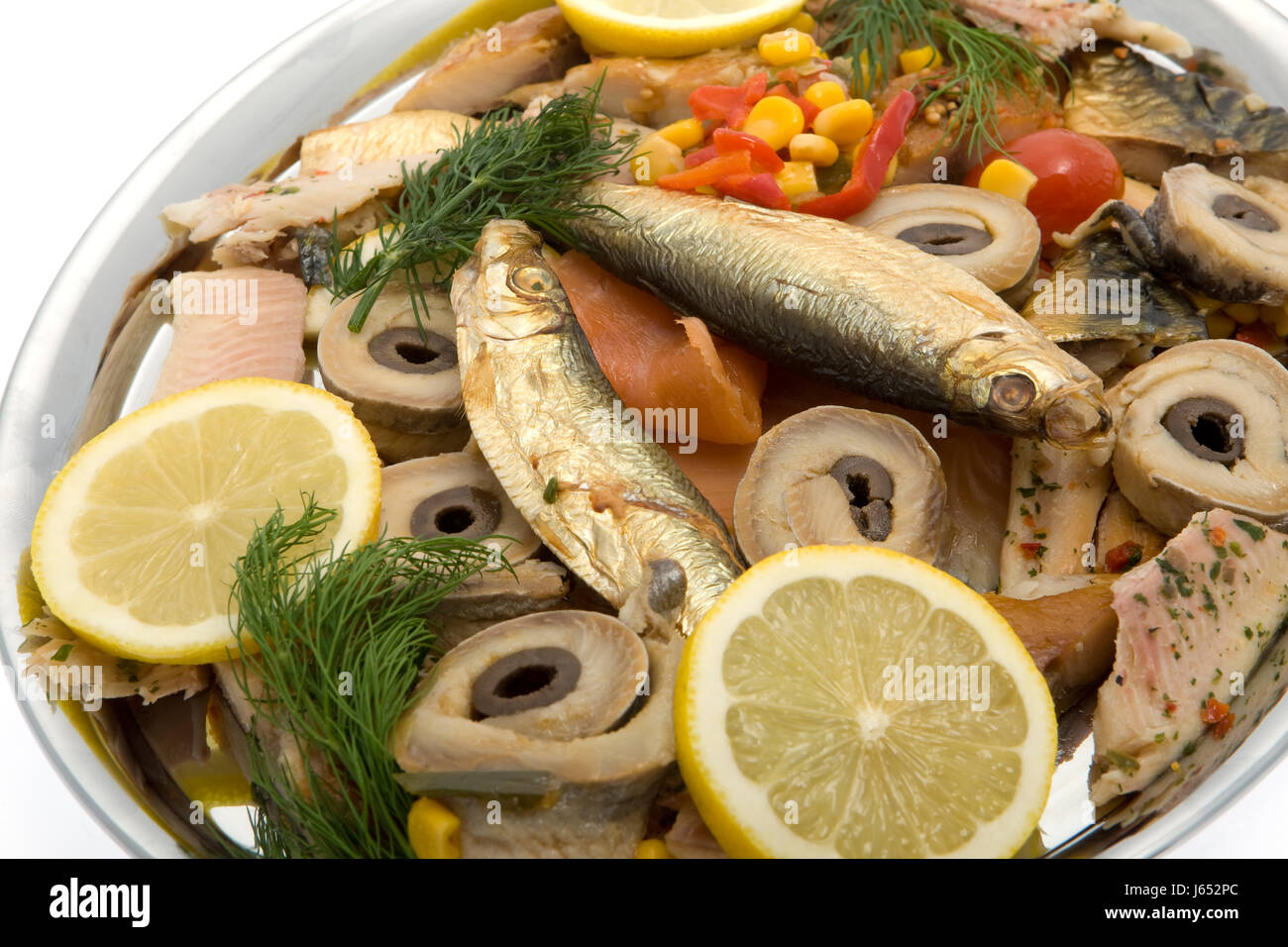 fish plate with smoked fish Stock Photo - Alamy