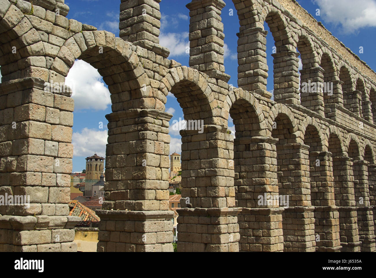 bridge spain roman aqueduct conduit blue historical stone bridge cloud ...