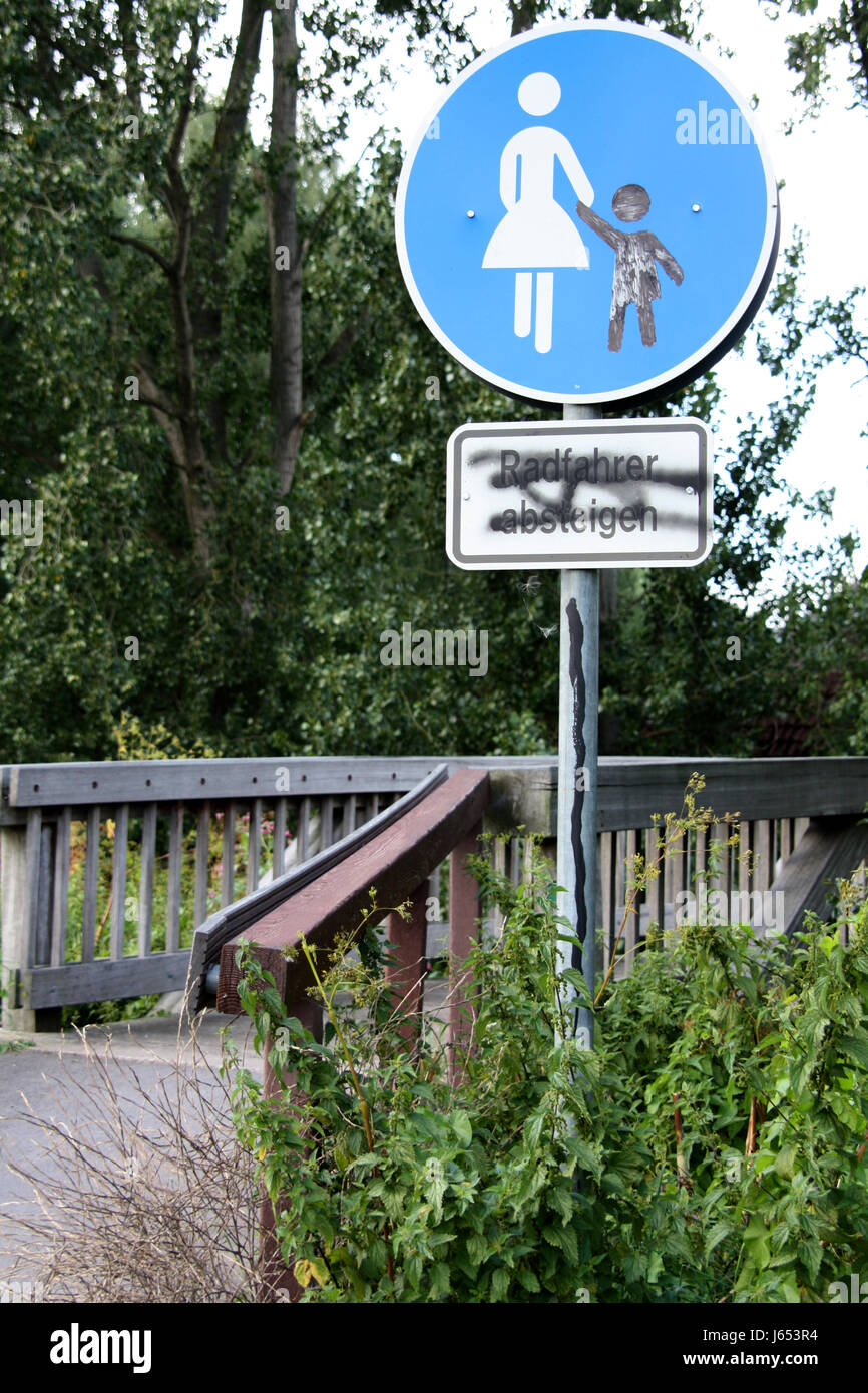 sign signal biker traffic sign pedestrian descend sign signal blue ...