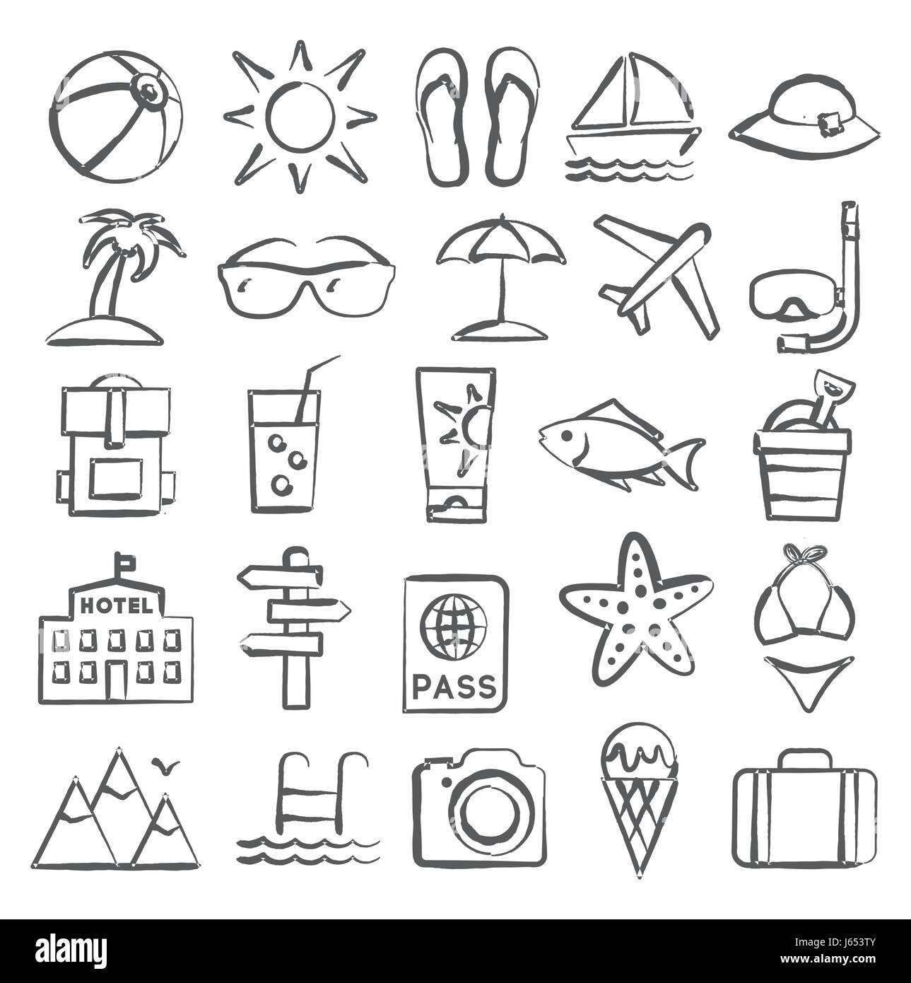 Summer beach doodle Cut Out Stock Images & Pictures - Alamy