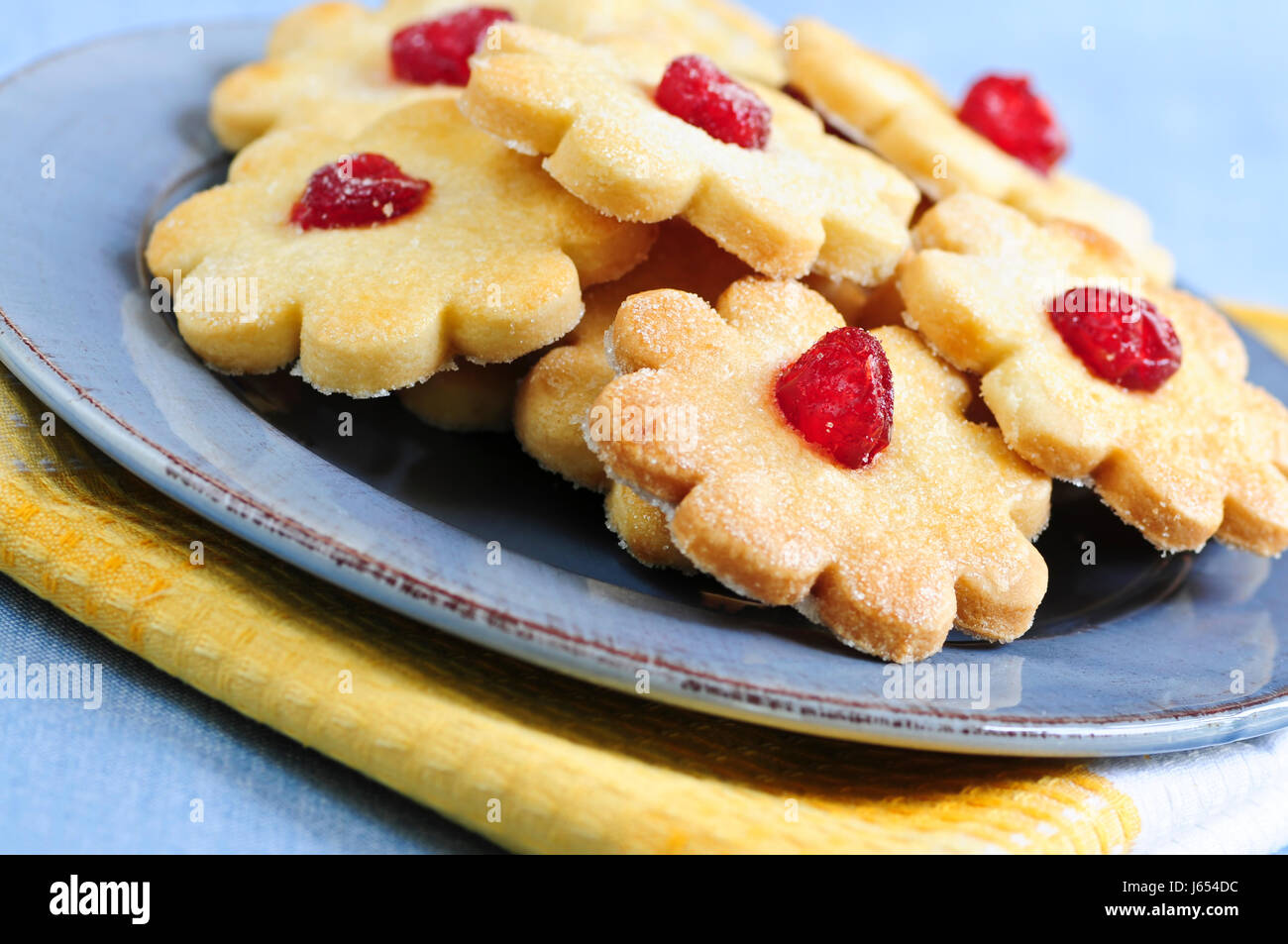 plate biscuits cookies shortbread baked dessert snack close blue food ...