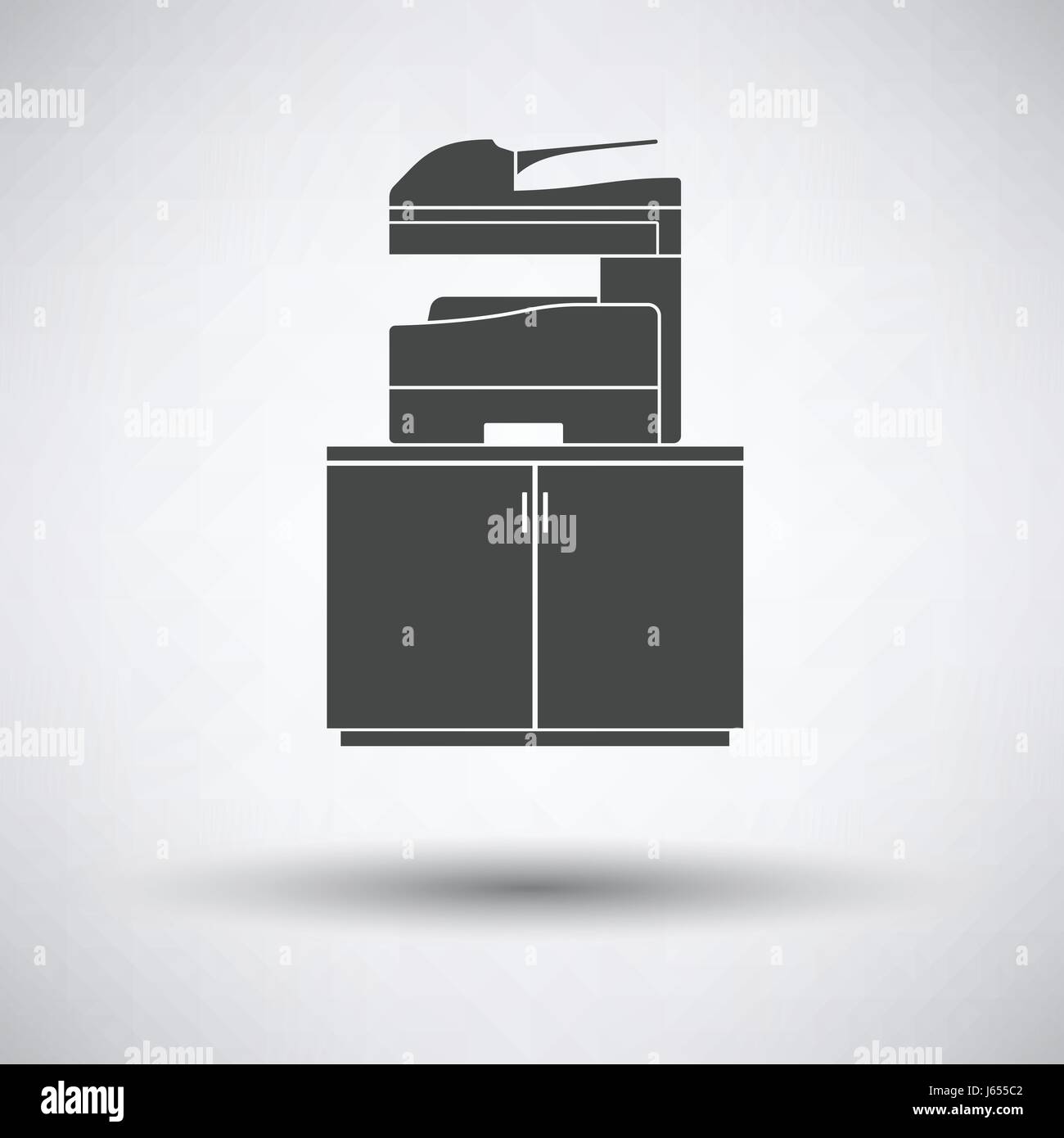 Copying machine icon on gray background, round shadow. Vector ...