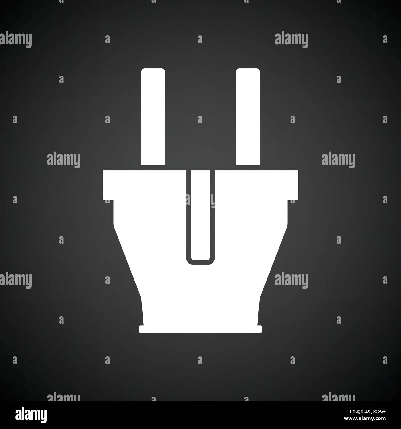 Electrical plug icon. Black background with white. Vector illustration ...