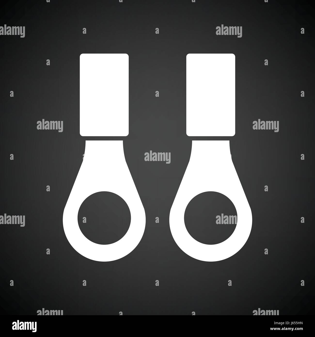 Connection terminal ring icon. Black background with white. Vector ...