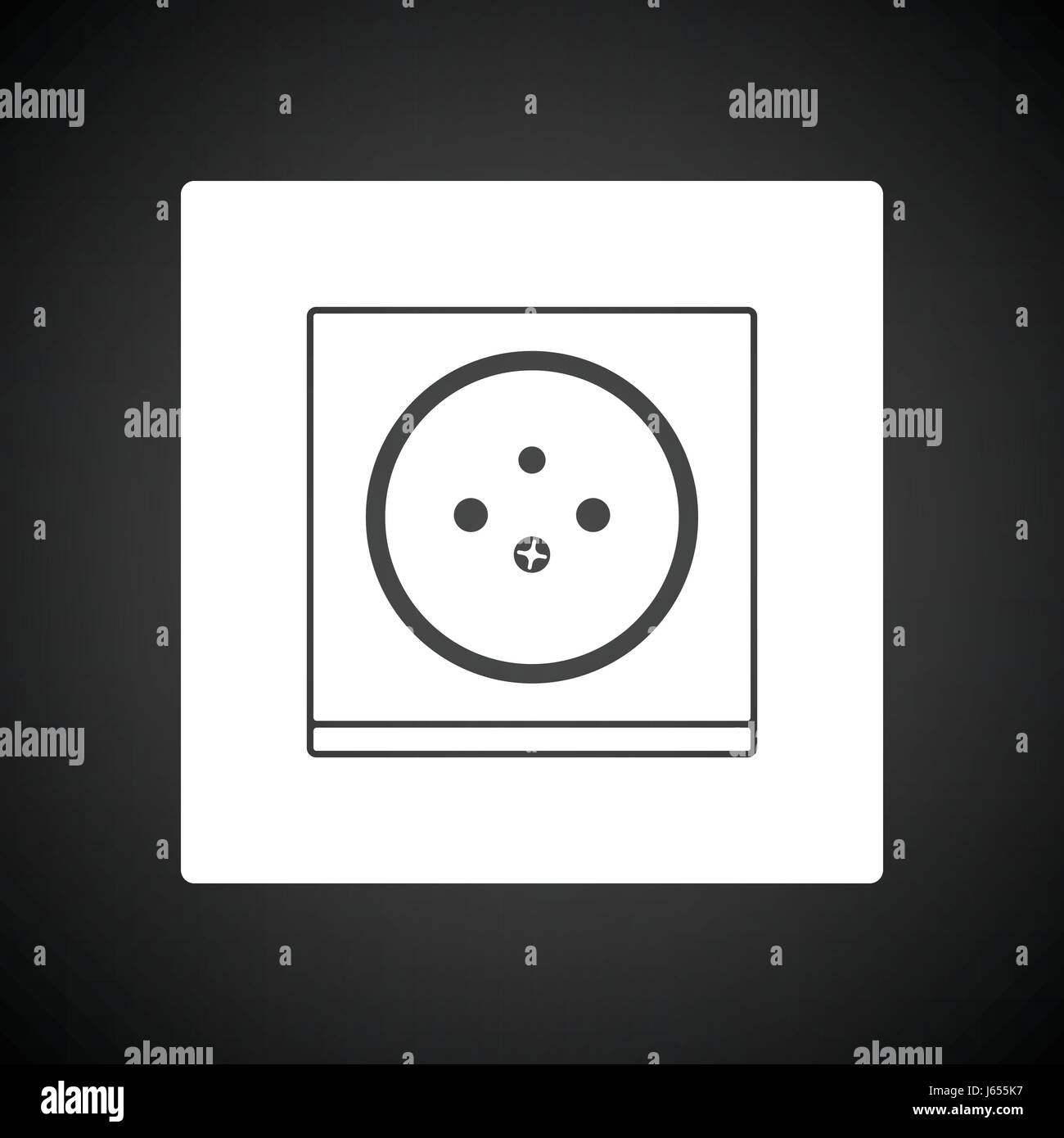 France electrical socket icon. Black background with white. Vector ...