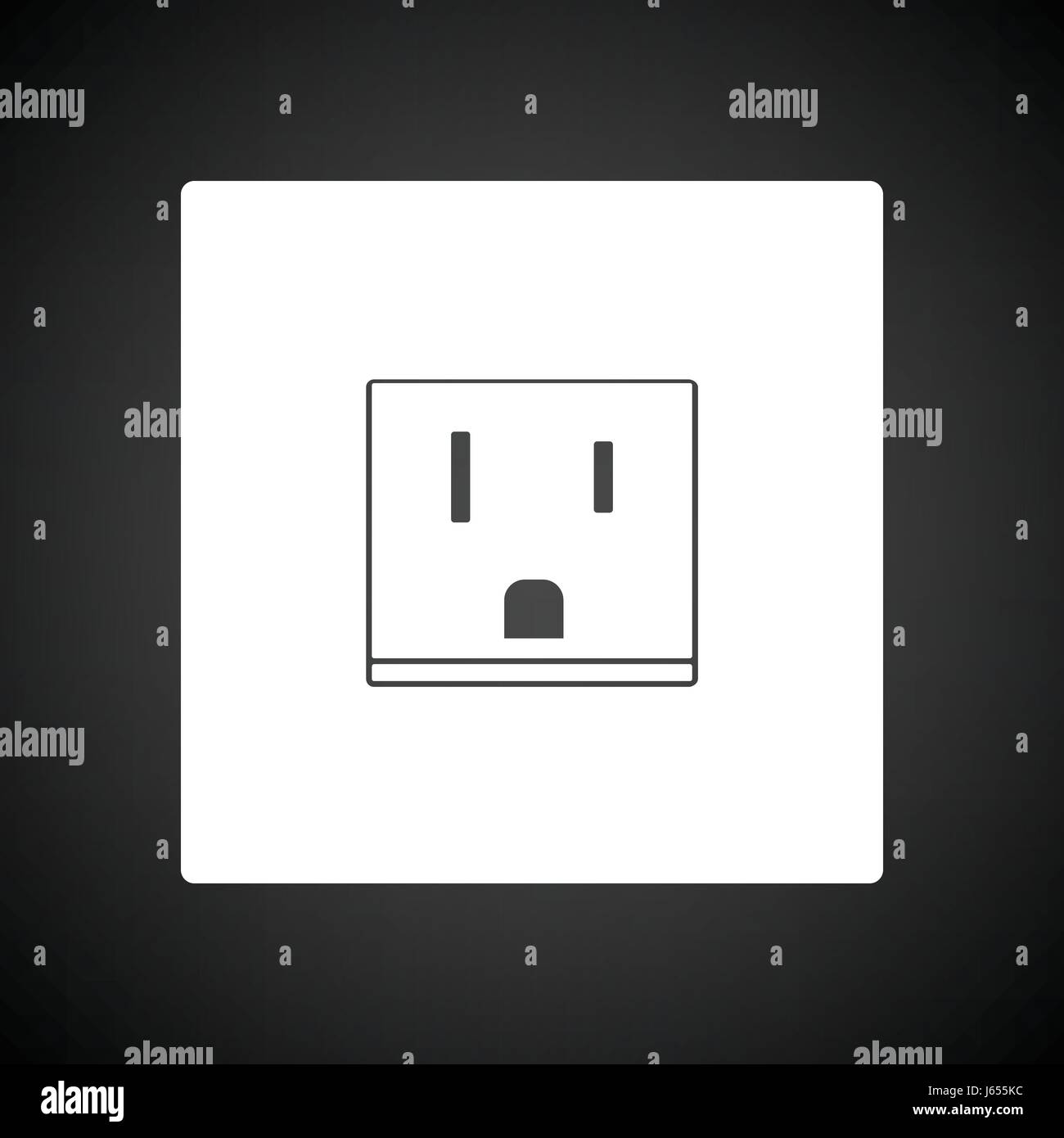 USA electrical socket icon. Black background with white. Vector ...