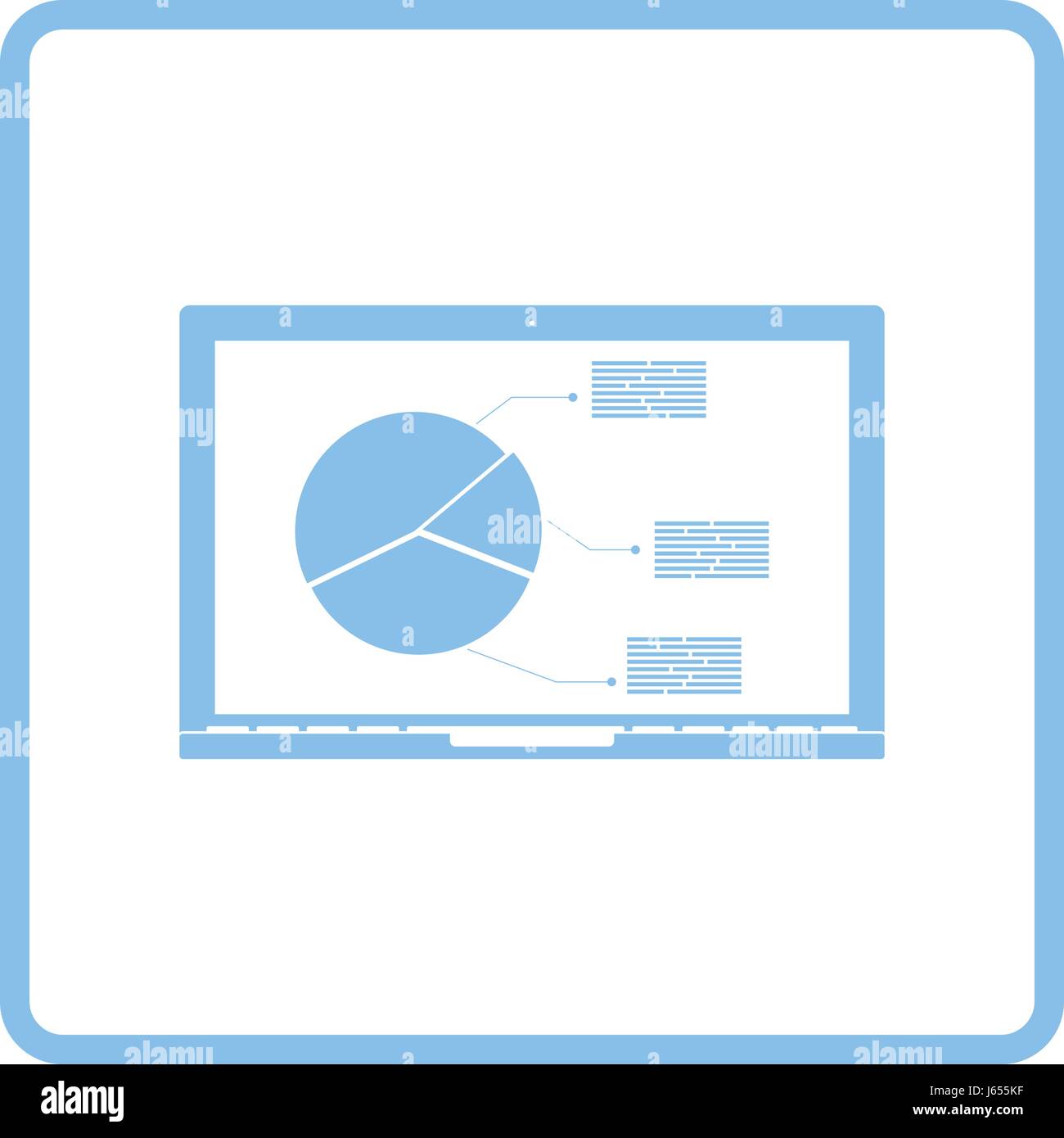 Laptop with analytics diagram icon. Blue frame design. Vector ...