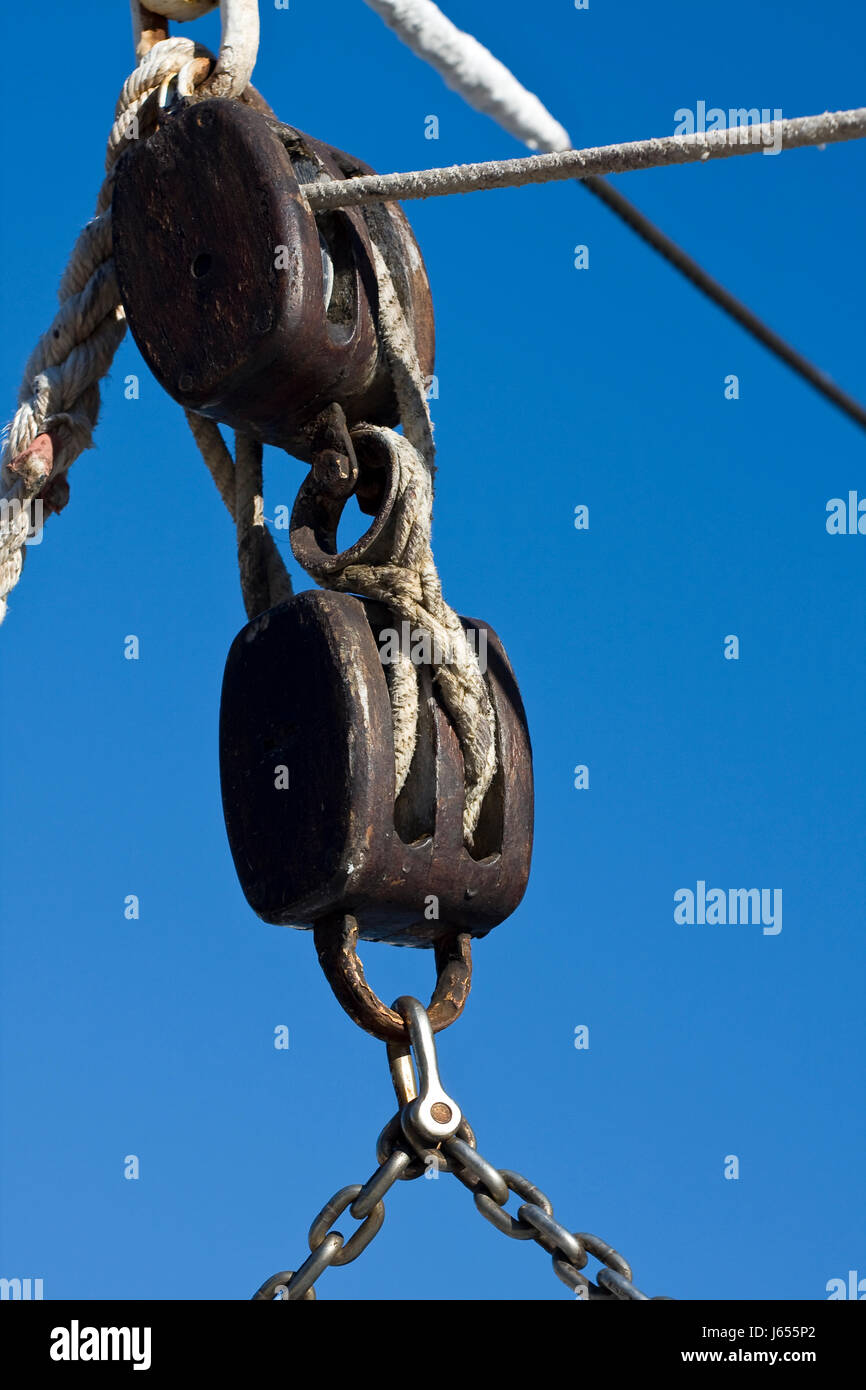 guide pulley of a sailor Stock Photo - Alamy
