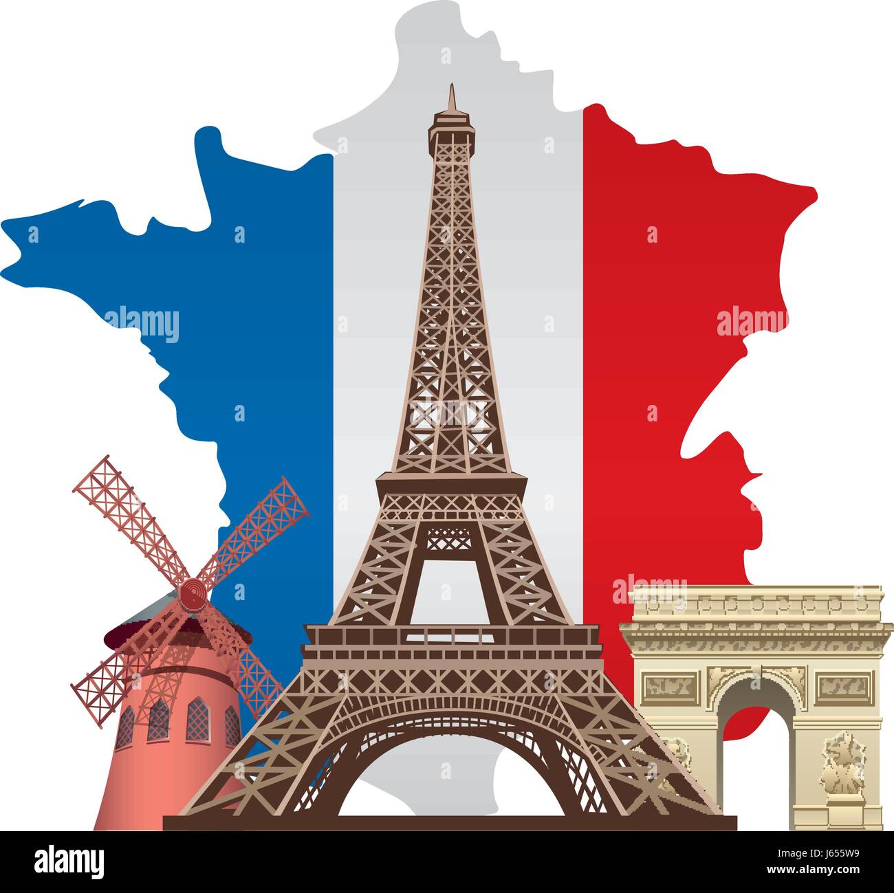 Map of french landmarks hi-res stock photography and images - Alamy