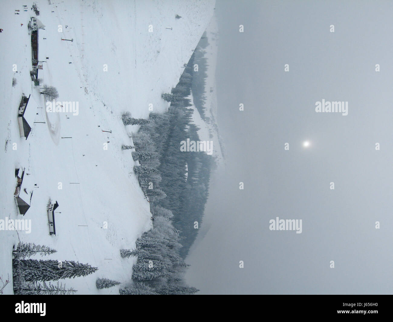 fog haze bavaria high mountains snow mountain shine shines bright ...