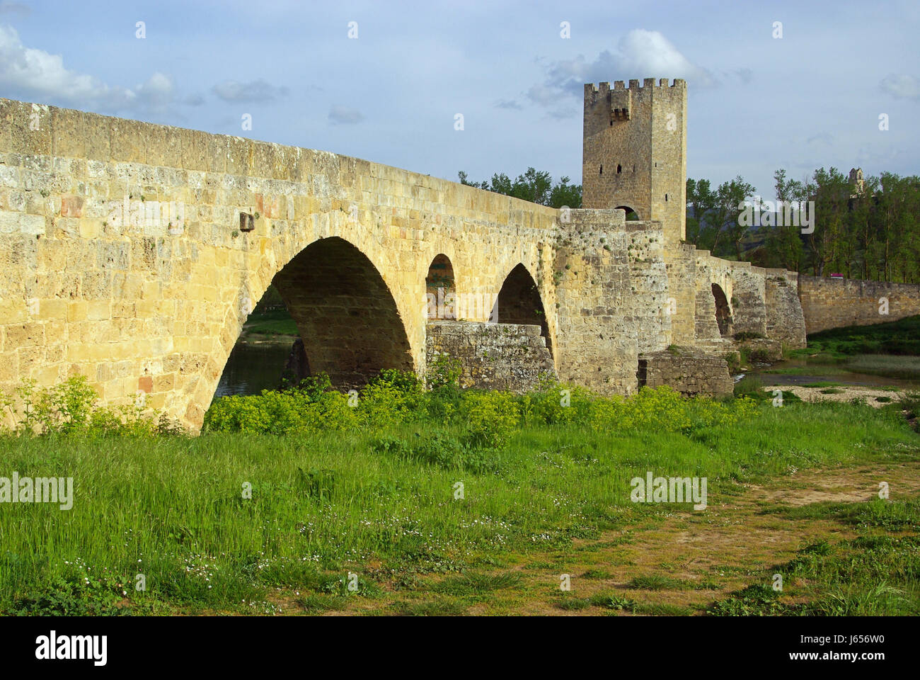 bridge roman river water tower historical hill stone bridge cloud ...