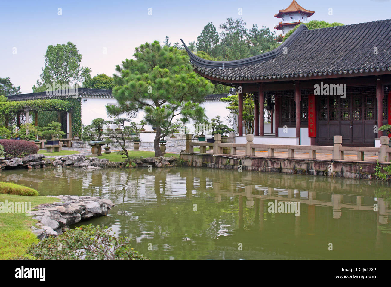 garden singapore gardens chinese blue house building tree park garden ...