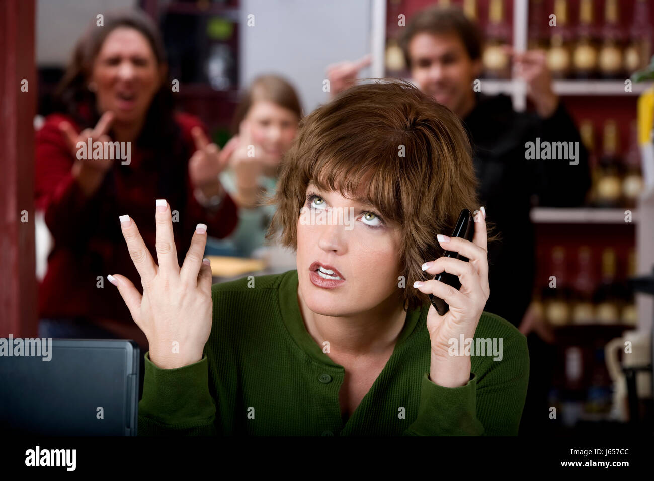woman telephone phone lady female cell blonde angrily annoying woman ...
