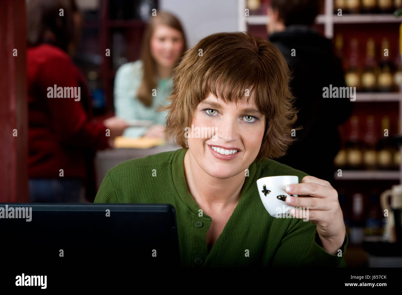 woman cafe restaurant laptop notebook computers computer lady female ...