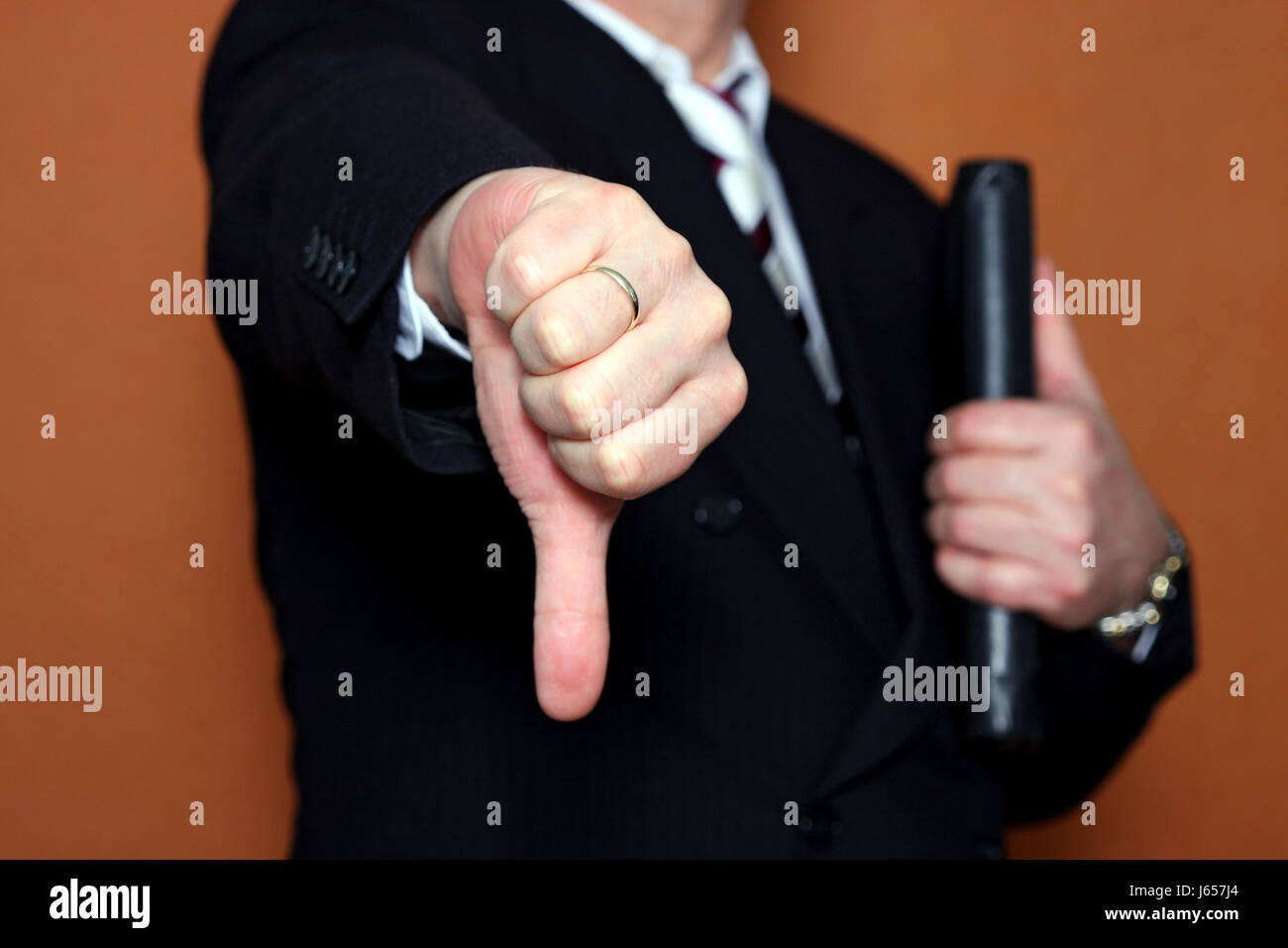 hand business man businessman down valuation negative failure suit ...