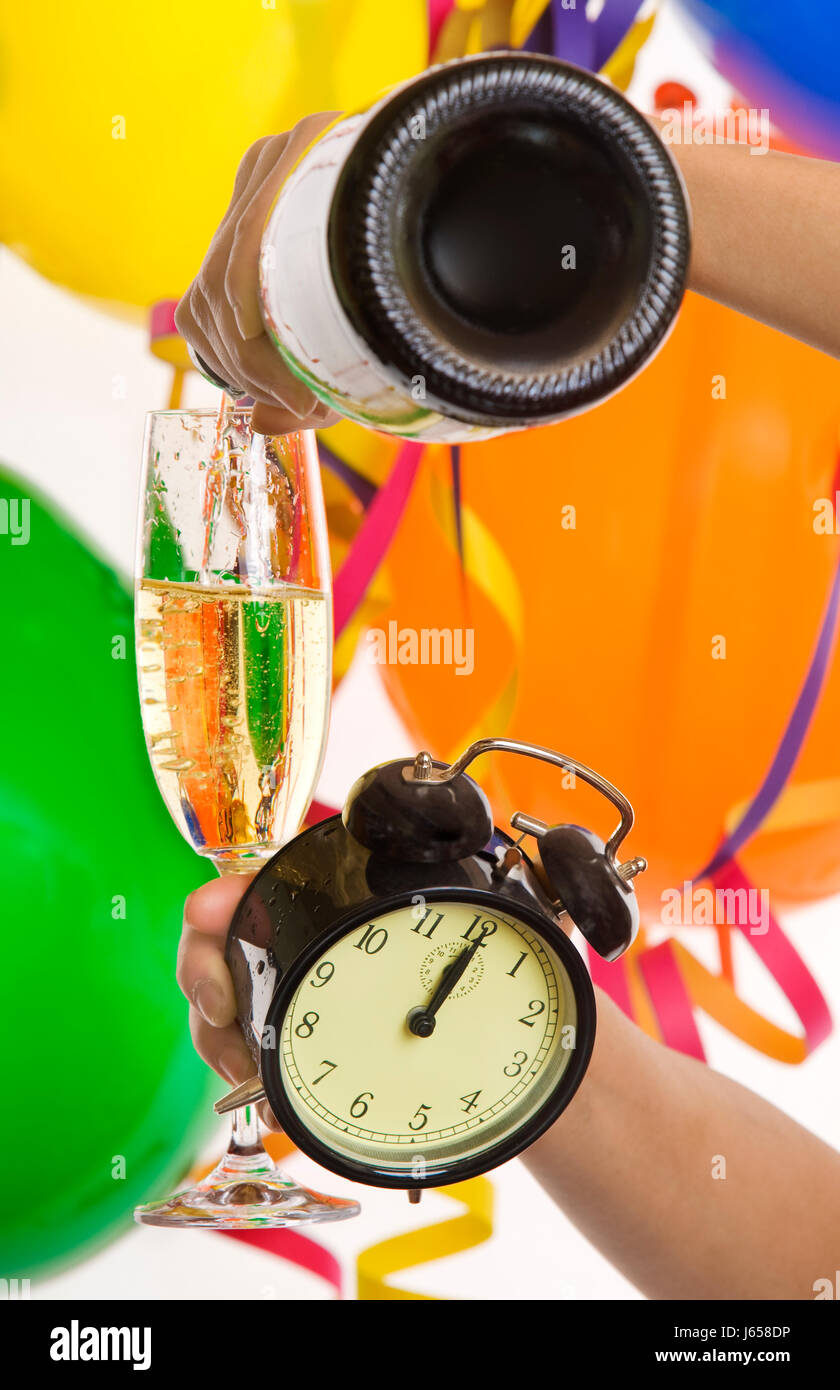 champagne new year s day silvester midnight clock alarm clock clock ...