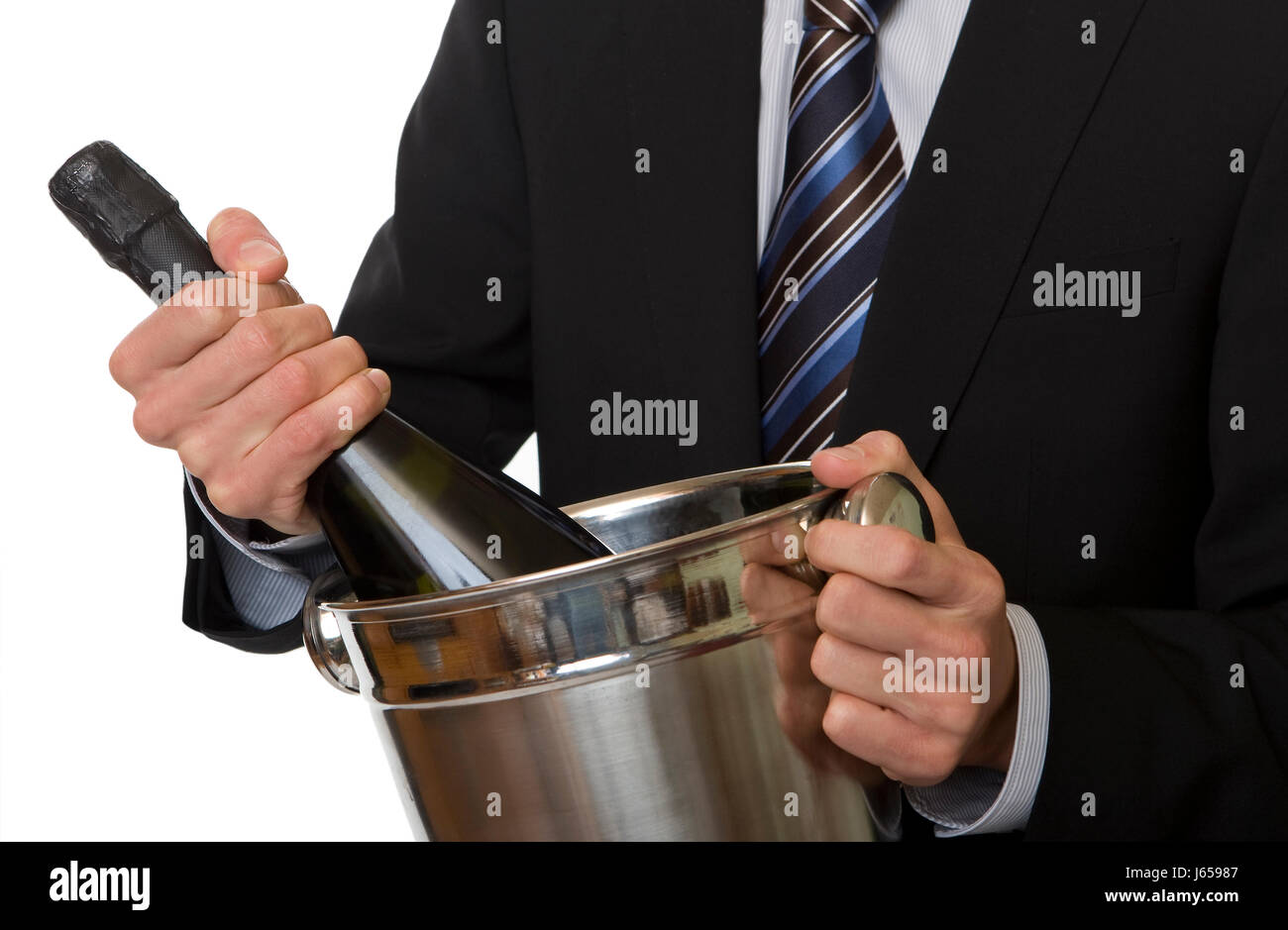 man with suit and champagne cooler Stock Photo - Alamy
