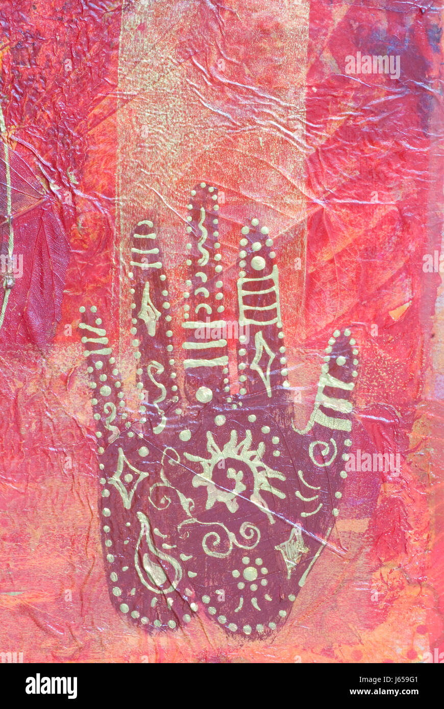 art painting pictogram symbol pictograph trade symbol gold red hand art ...