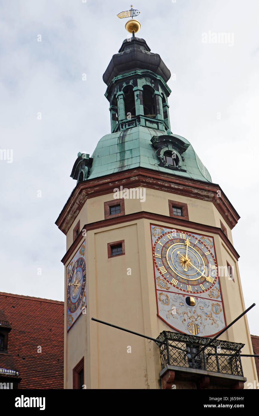 clock town hall Leipzig renaissance building of historic importance ...