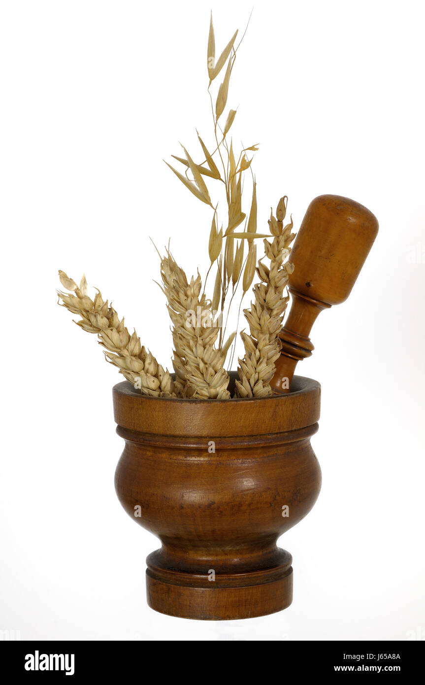 food aliment antique wheat mortar pestle crushed sheaf bowl tools wood ...