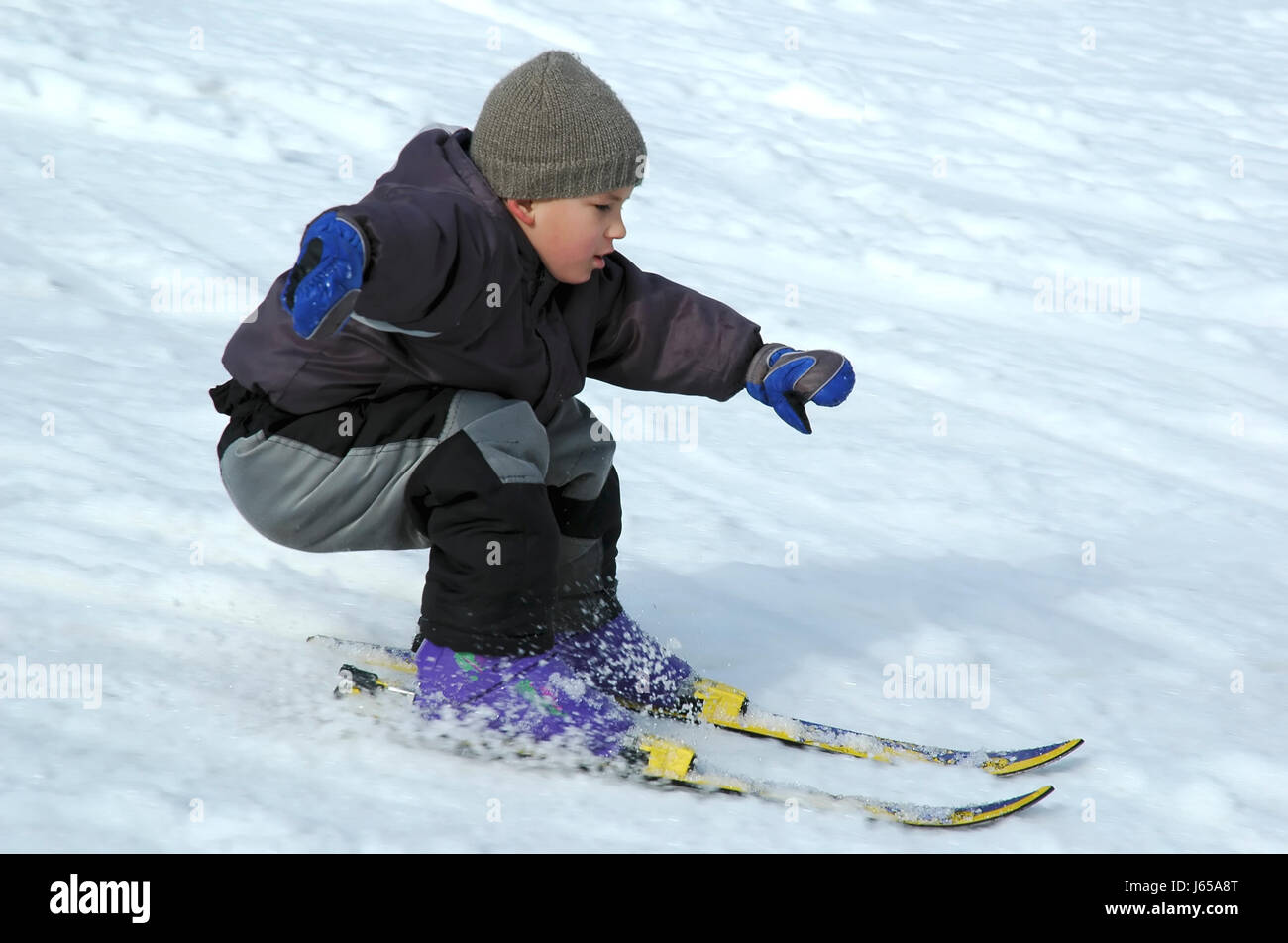 winter ski skiing skier boy lad male youngster humans human beings ...
