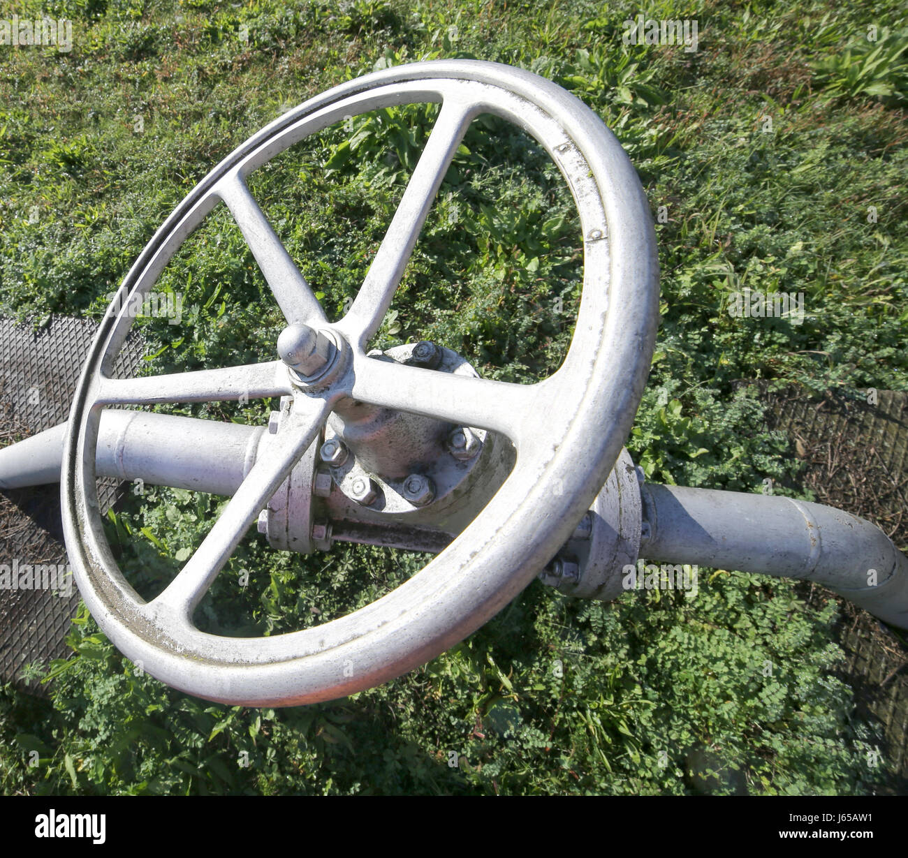 detail of a tap with the shutoff valve of the pipe in a big industrial ...